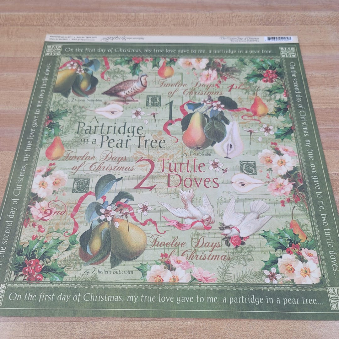 Graphic 45 12 X 12 the Twelve Days of Christmas Paper Turtle Doves - Etsy