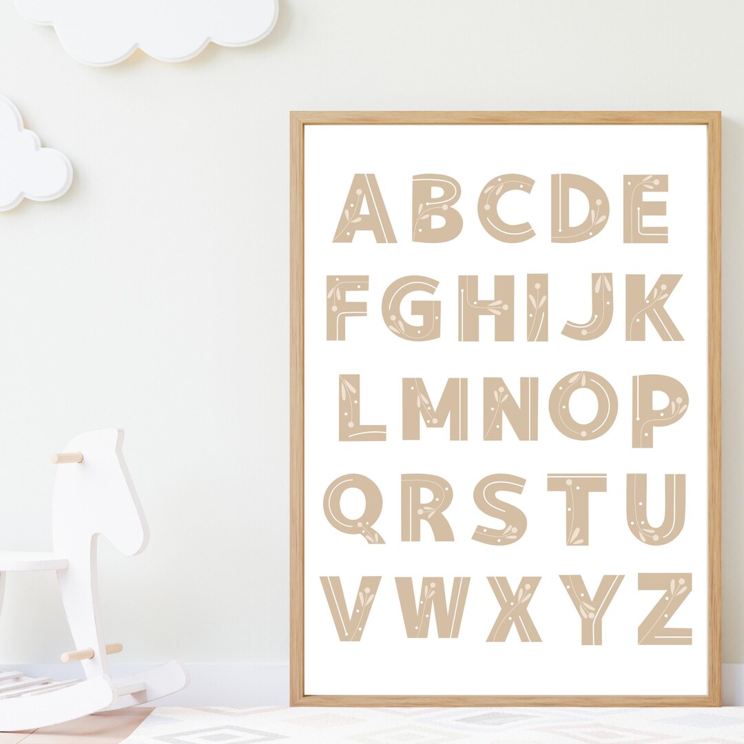 Beige Alphabet Print, Printable Image, Nursery Decor, Playroom ...