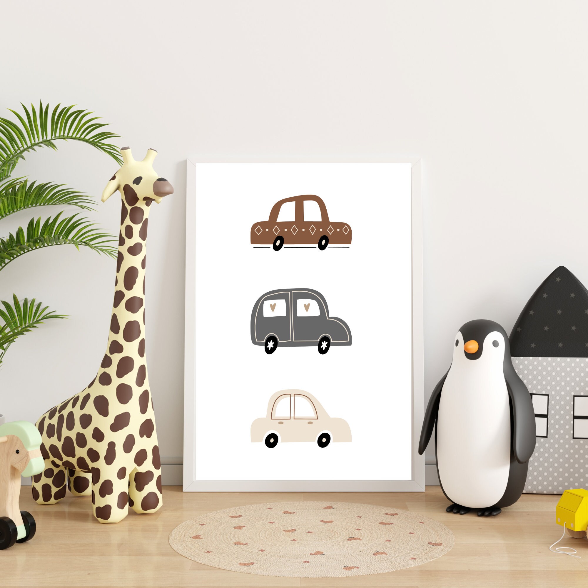 3 Cars Print, Printable, Neutral Nursery Decor, Playroom, Minimalist ...
