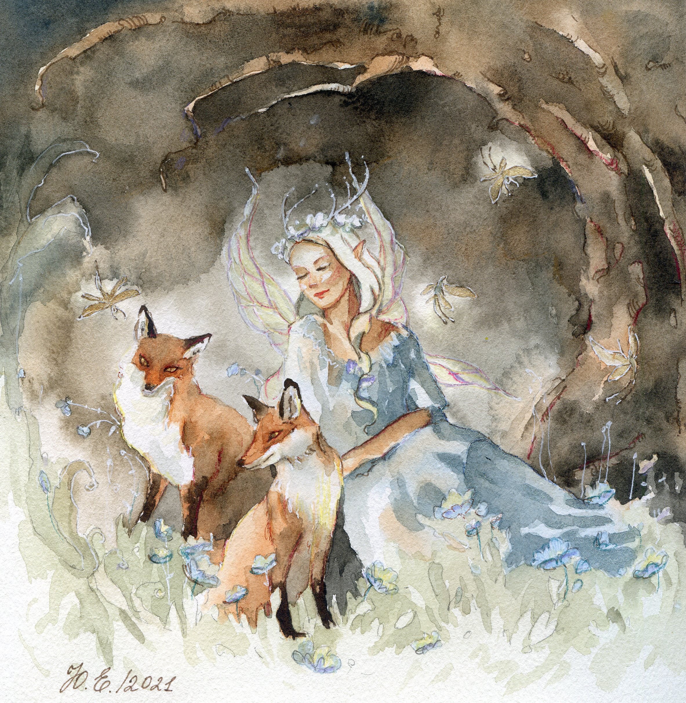 Original Fee Kunst Fantasy Gemälde 195 cm Aquarell von Yulia | Etsy