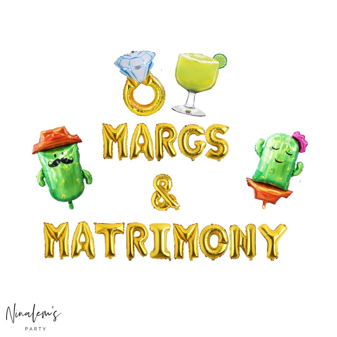 Margs & Matrimony Letter Balloon Kit Bachelorette Party Balloon Banner ...