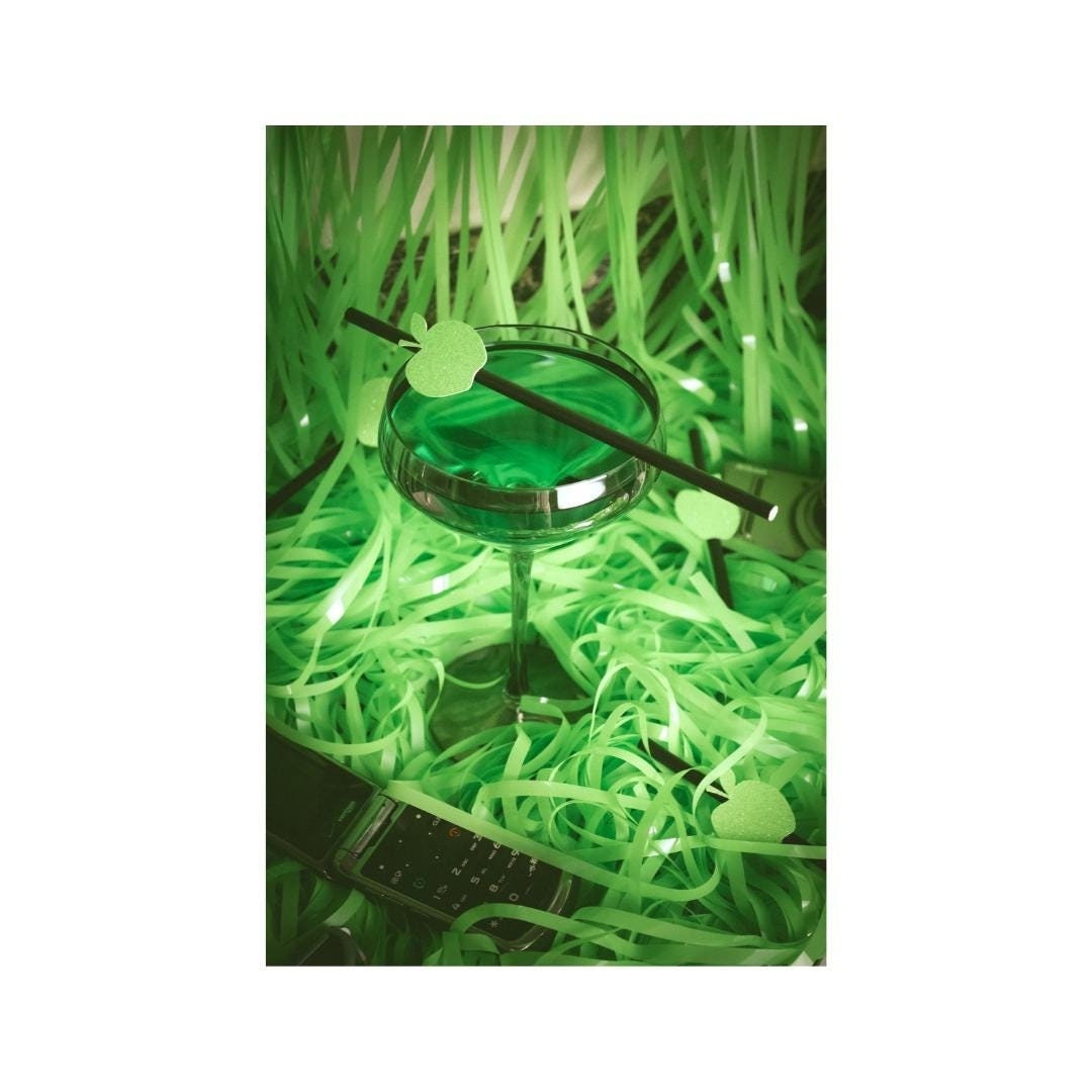 21st Birthday Decorations, Black Straw Decorations, Green Apple Straws ...