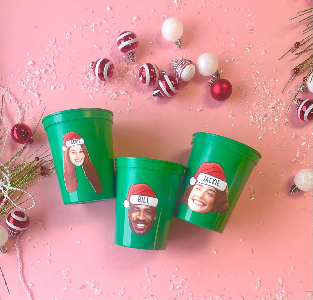 Christmas Party Favors, Custom Christmas Cups, Santa Hat Face Cups ...