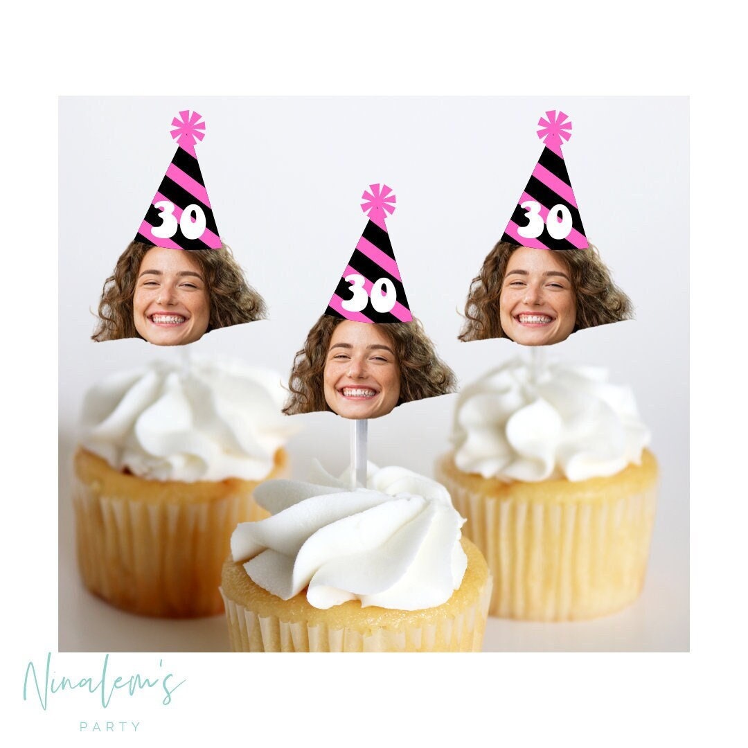 Birthday Party Decorations, Birthday Face Cupcakes, Custom Birthday ...