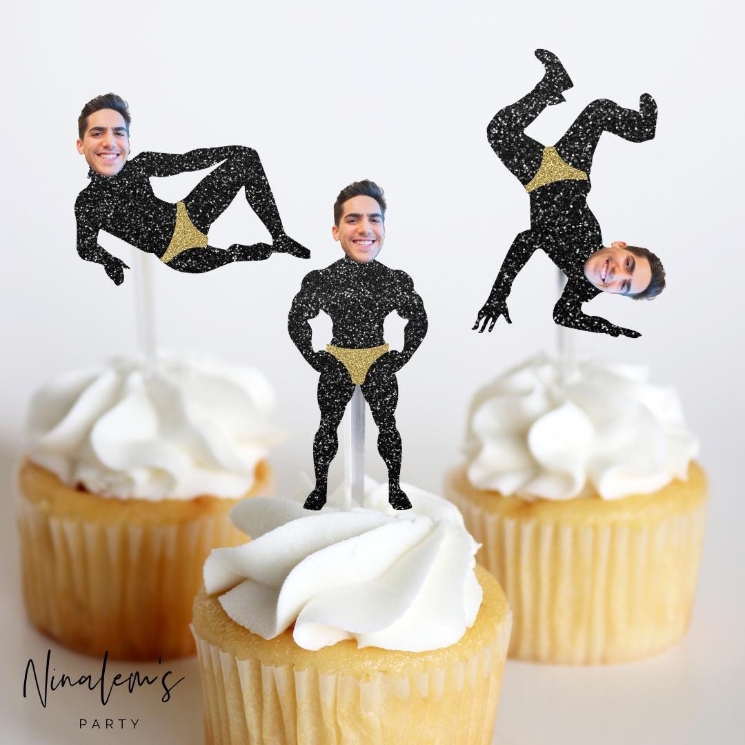 Bachelorette Party Decorations, Groom Face Stripper Cupcake Toppers ...