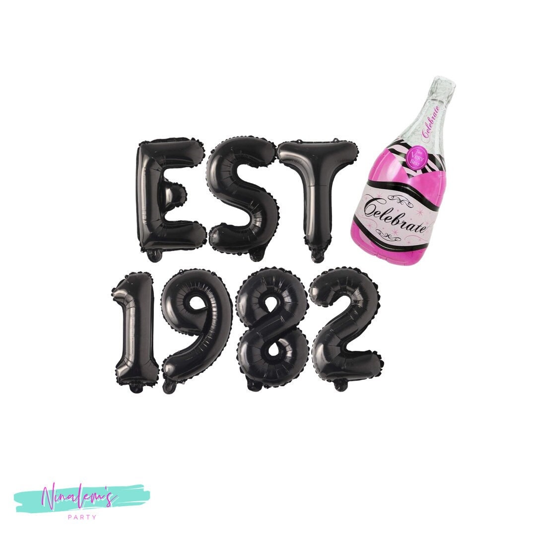 40th Birthday Decorations, Est 1982 Balloon Banner, 40th Birthday Party ...