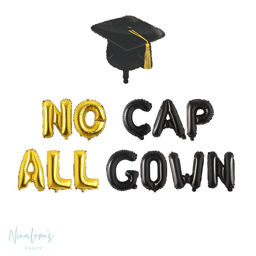 Graduation Decorations, No Cap All Gown Balloon Banner, Graduation ...