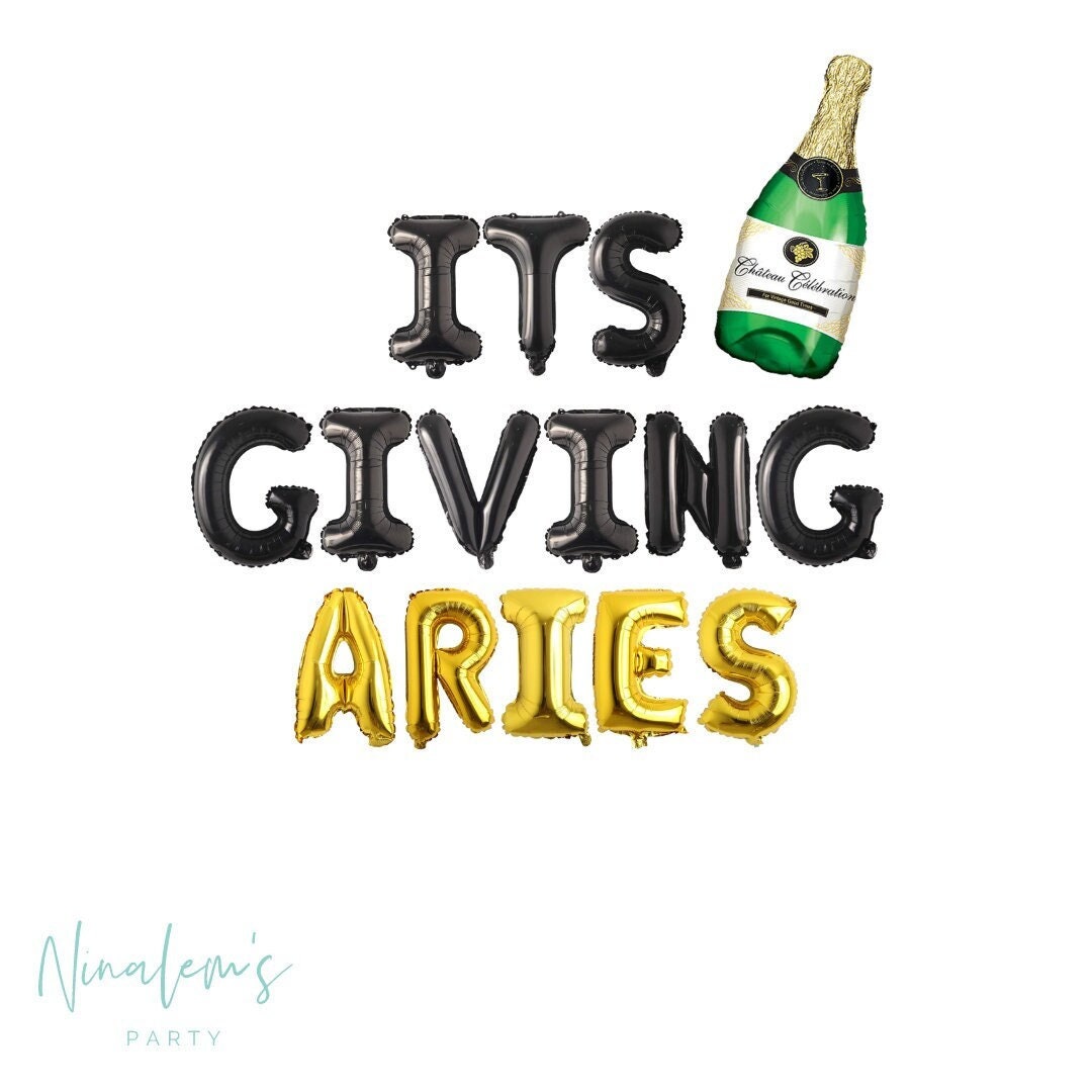 21st Birthday Decorations, Its Giving Aries Balloon Banner, Aries ...