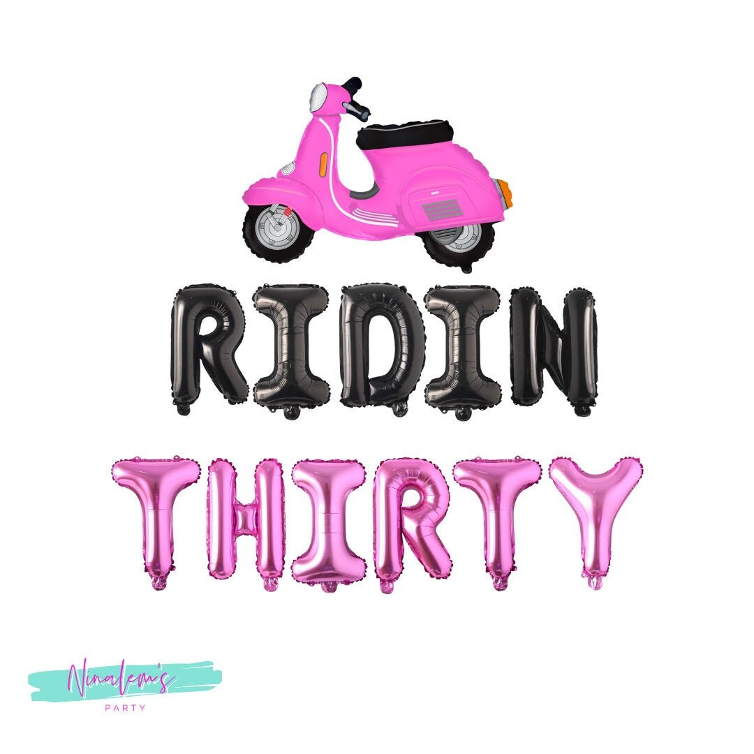 30th Birthday Party Decor, Ridin Thirty Balloon Banner, Thirtieth 30th ...