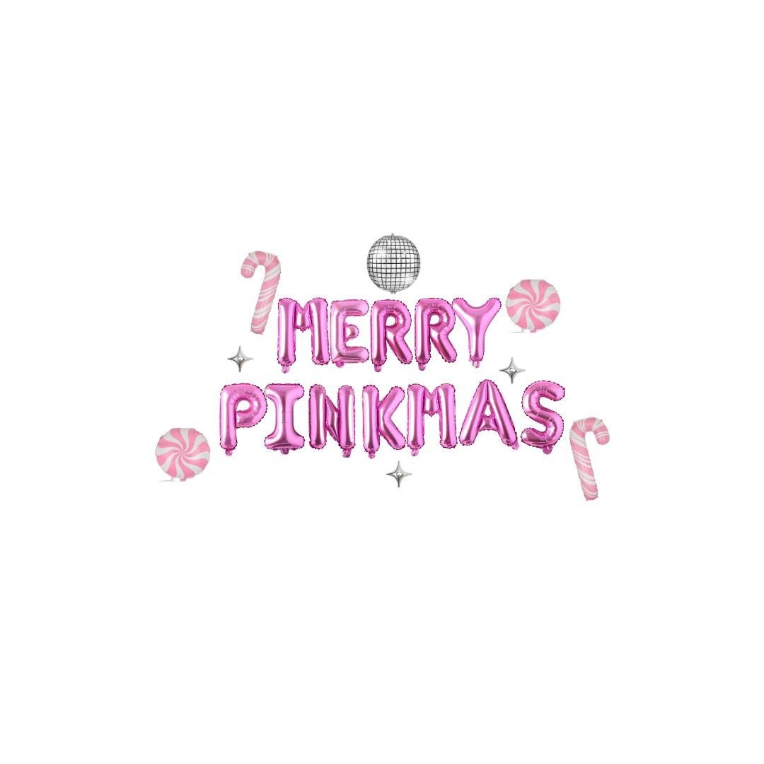 Christmas Party Decorations, Merry Pinkmas Balloon Banner, Christmas ...