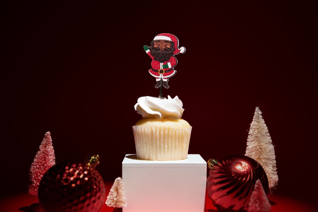 Black Santa Cupcake Toppers, Black Santa Cupcake Toppers, Black Santa ...