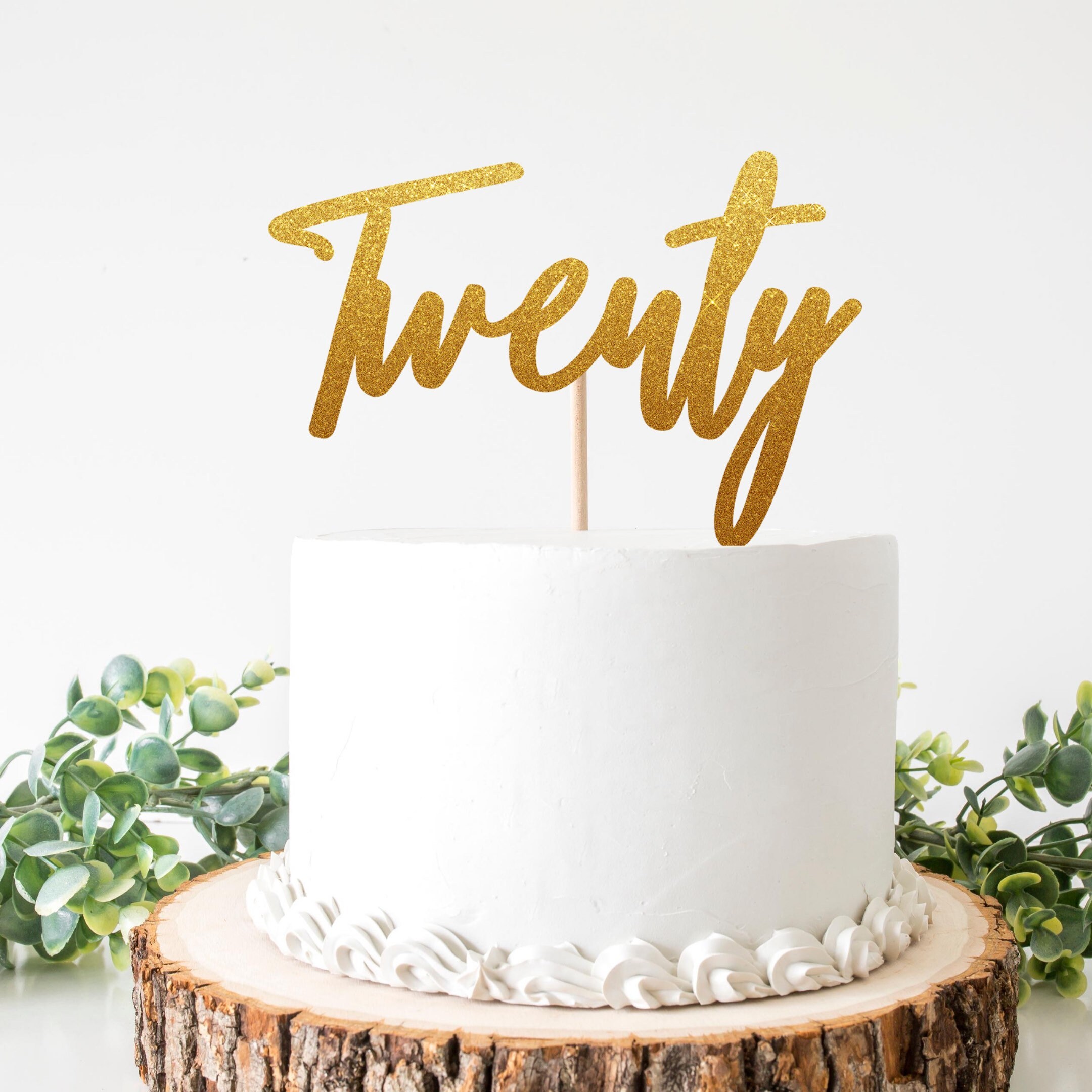 Twenty Cake Topper 20th Birthday Cake Topper Glitter Cursive - Etsy