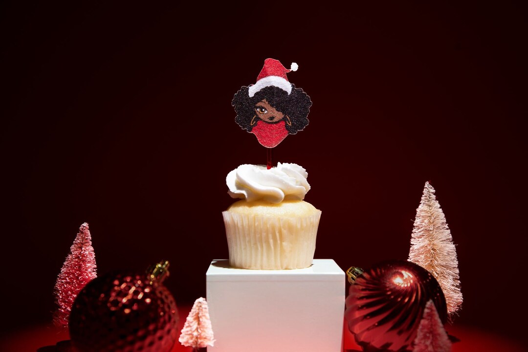 Black Santa Cupcake Toppers, Black Santa Cupcake Toppers, Black Santa ...