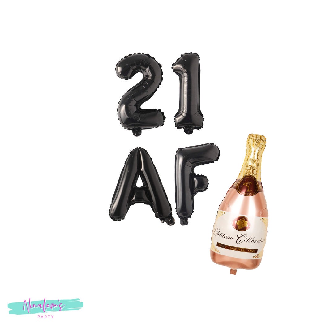 21st Birthday Decorations, 21 AF Balloon Banner, Twenty First Birthday ...