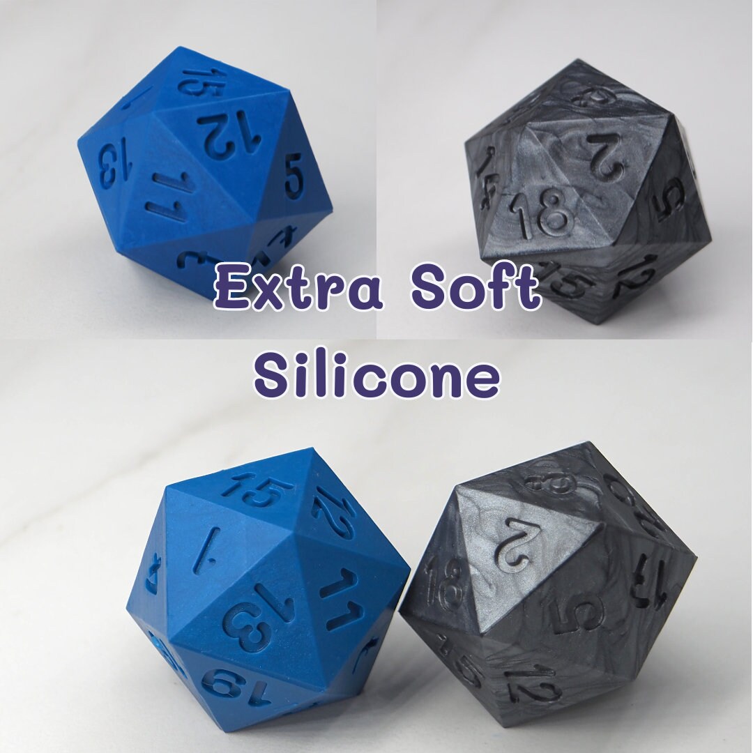 Solid Color Extra Soft Silicone D20 Stress Ball - Handmade Dice, D&D ...