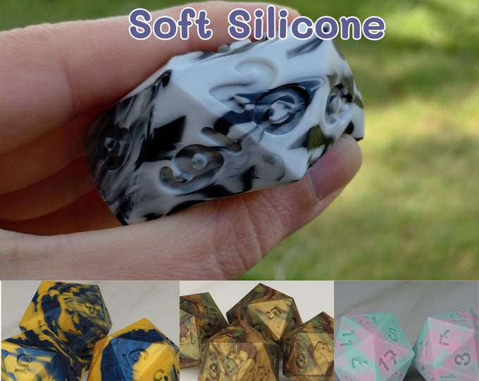 Sharp Edge Silicone Rubber 16mm 7 Die Polyhedral Dice Set Glacial ...