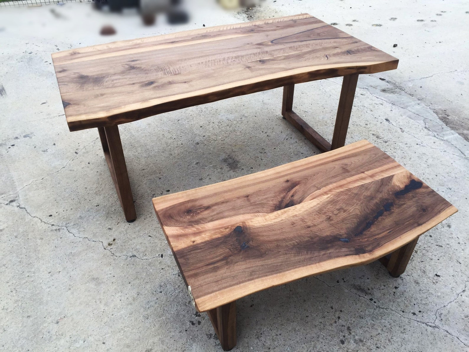 Live Edge Walnut Table Solid Walnut Wood Table and Bench - Etsy