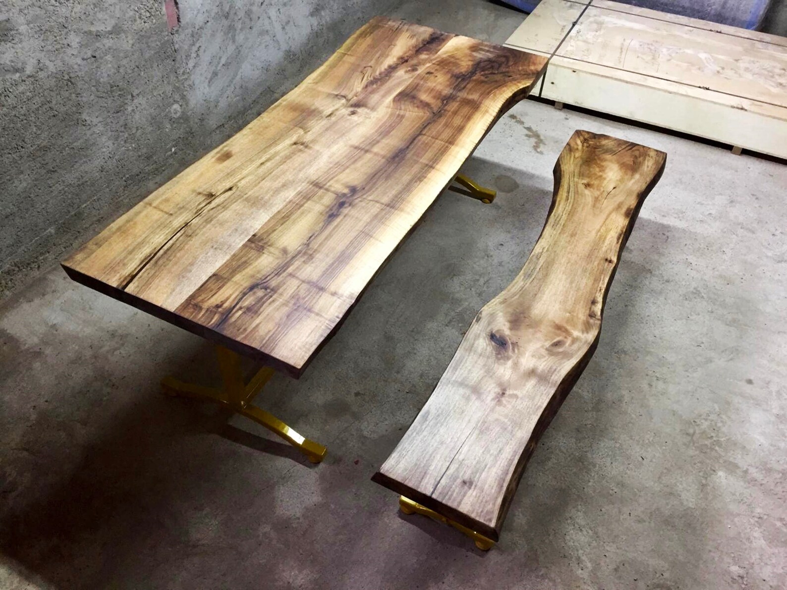 Live Edge Walnut Table Solid Walnut Wood Table and Bench - Etsy