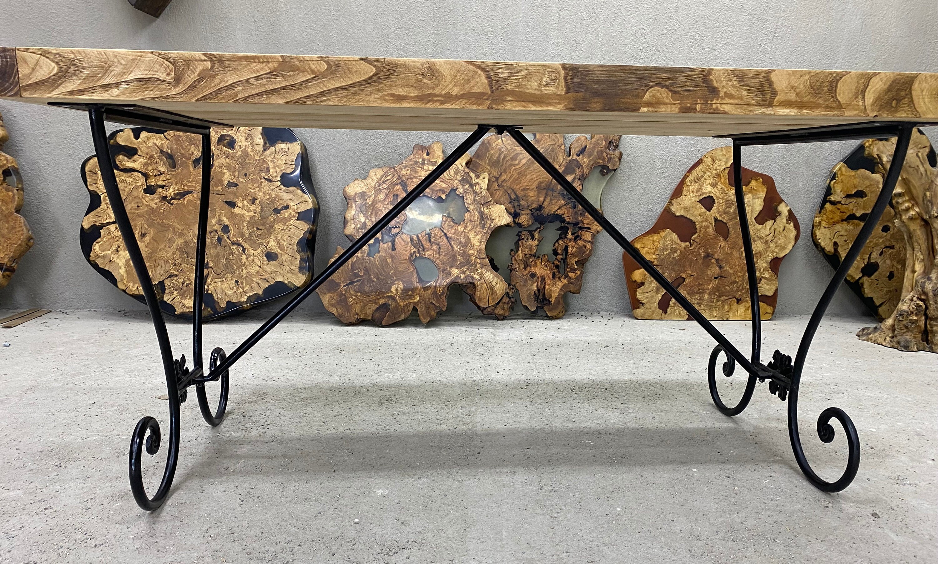 Farmhouse Dining Table Rustic Table Wrought Iron Table Base - Etsy