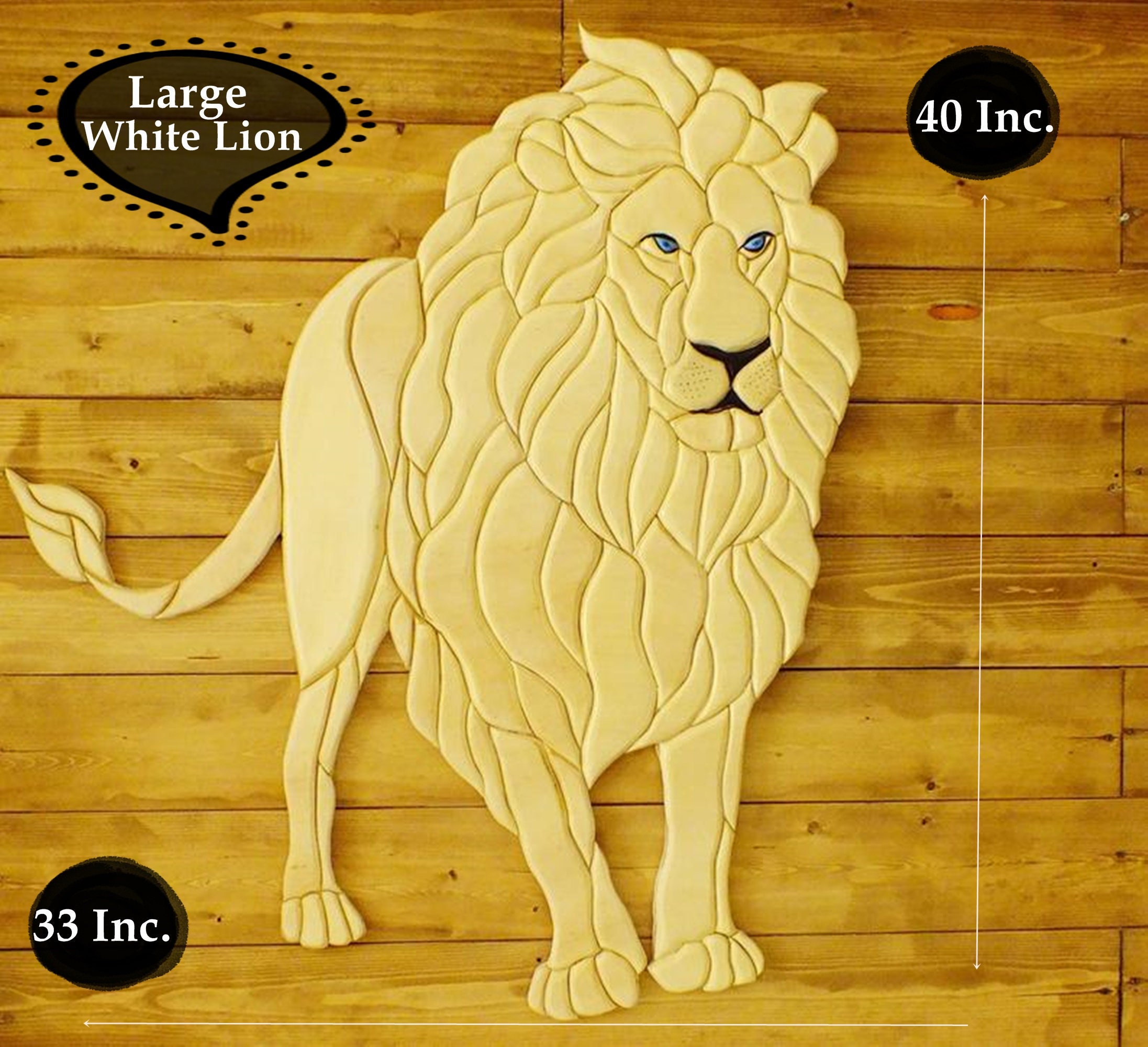 Lion wall artLion wooden wall decorWhite lionSafari | Etsy