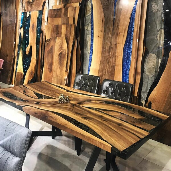 Walnut Epoxy Table - Etsy