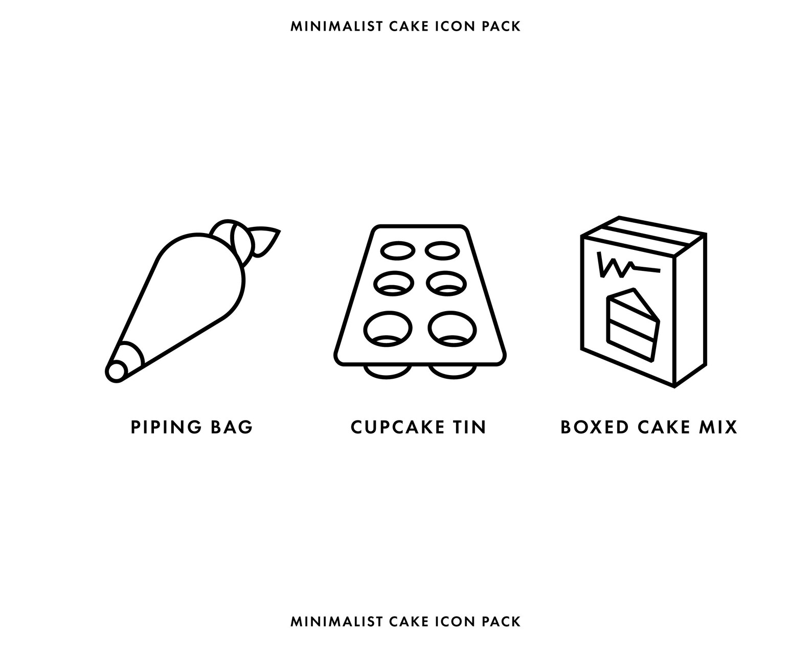Minimalist Cake Baking Black and White Lineart Icon Pack - Etsy