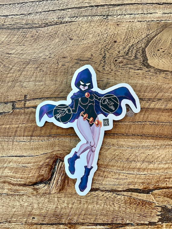 Raven hood Version Teen Titans 4 Die-cut Vinyl Laptop Flask | Etsy