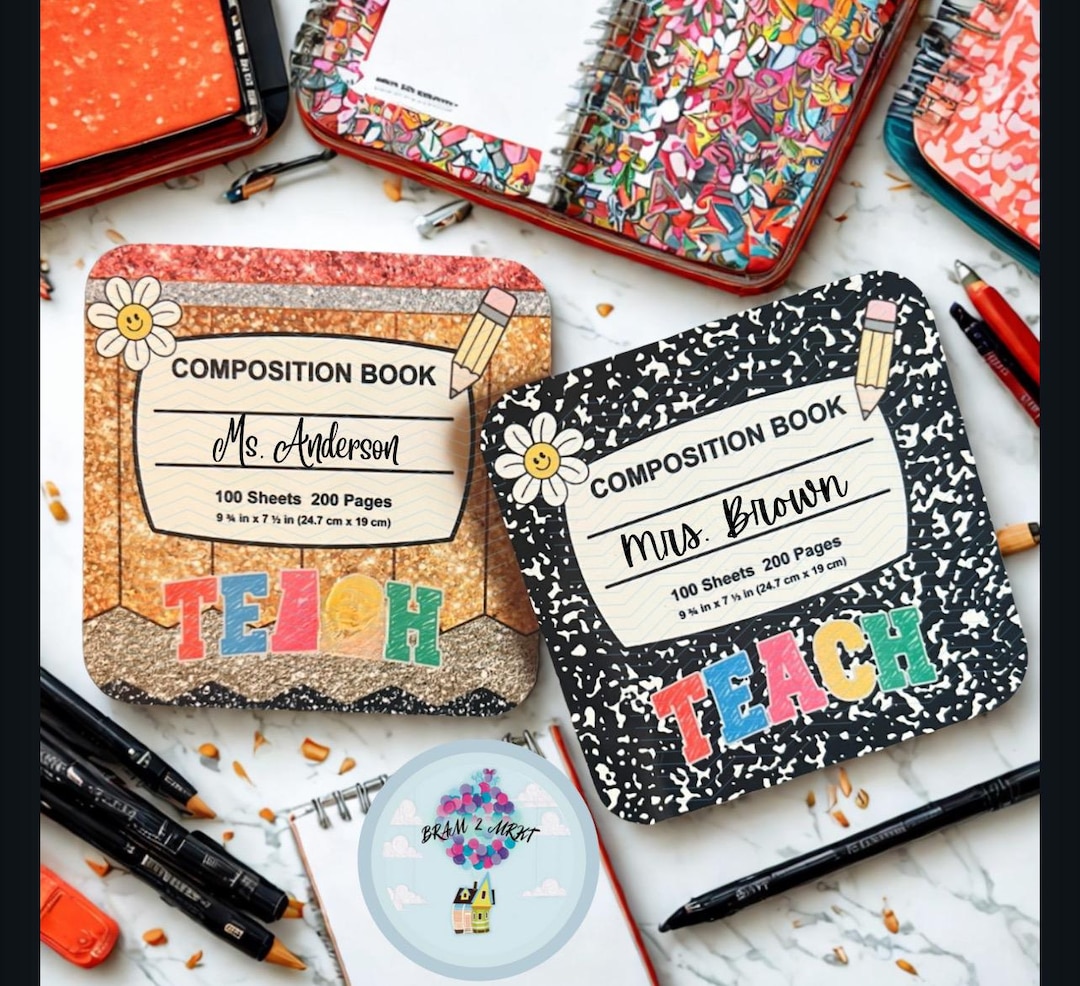 Personalized Teacher Magnet: Composition Book and Pencil Design, More ...