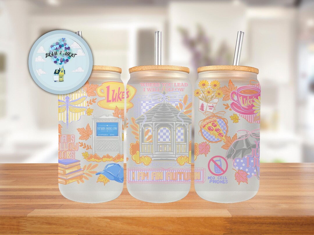 Gilmore Girls Glass Can Tumbler With Bamboo Lid & Straw (16oz or 20oz ...