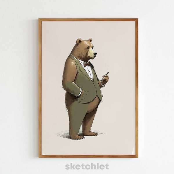 Cigar Smoking Bears - Etsy
