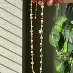 Paisley Necklace | Delicate Spring Flower Necklace | Dainty Seed Bead ...