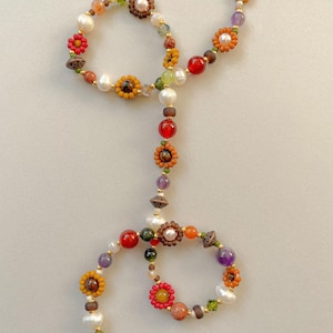 Clementine Necklace | Delicate Autumn Beaded Flower Necklace | Dainty ...