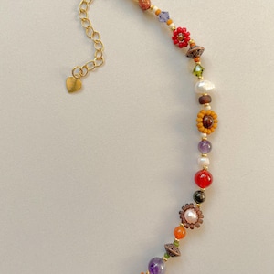 Clementine Necklace | Delicate Autumn Beaded Flower Necklace | Dainty ...