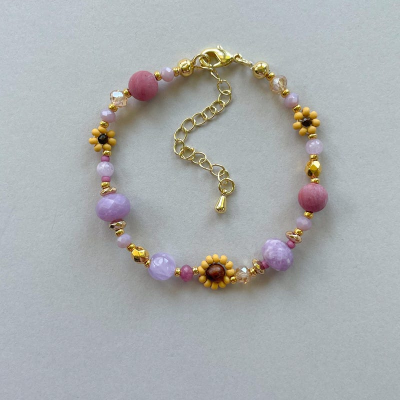 Purple Sunflower Bracelet - Etsy