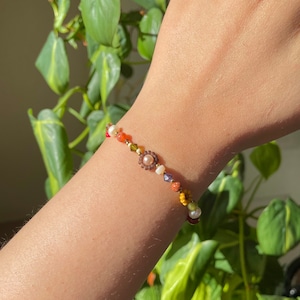 Clementine Bracelet | Fall Flower Bracelet | Handmade Whimsical Beaded ...