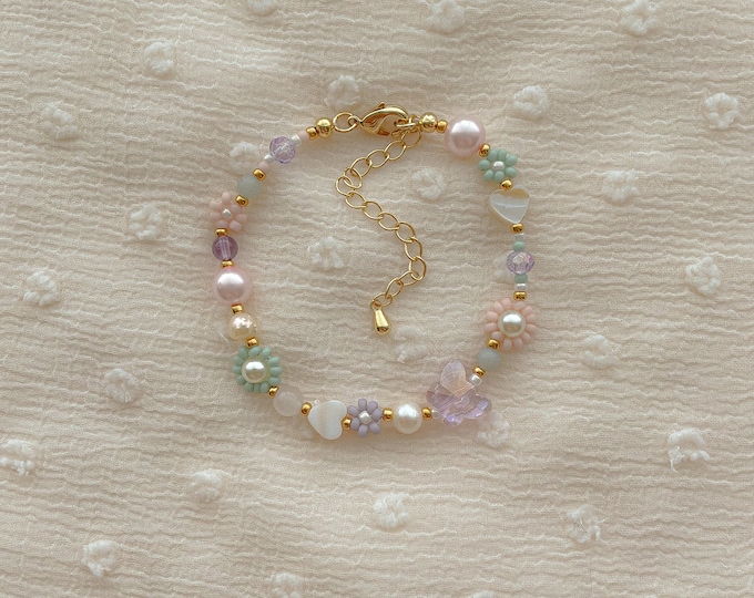 Posie Necklace Delicate Colorful Flower Necklace Dainty Seed Bead ...