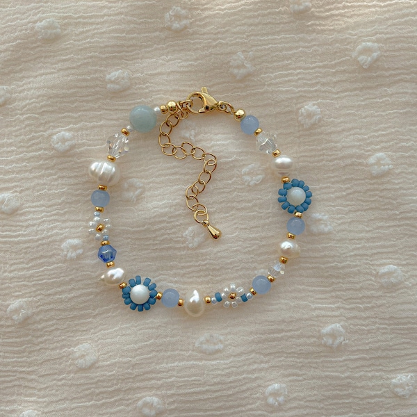Blue Flower Beads - Etsy