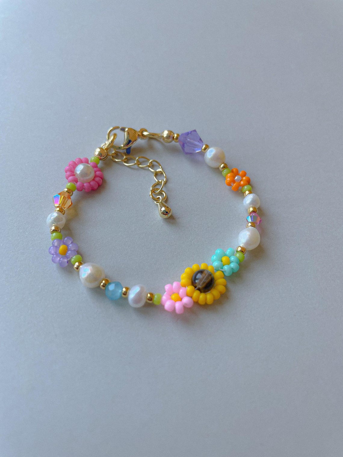 Kids Posie Bracelet | Flower Beaded Bracelet | Toddler Bracelet ...