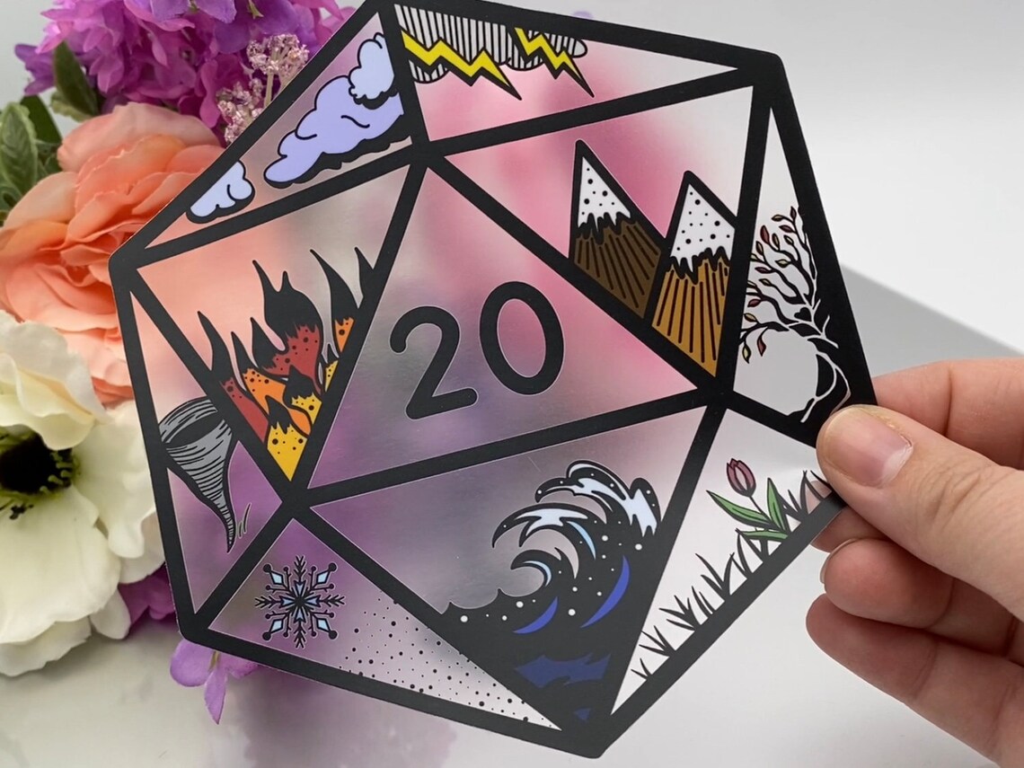 JUMBO Elemental D20 Transparent Decal Sticker - Etsy