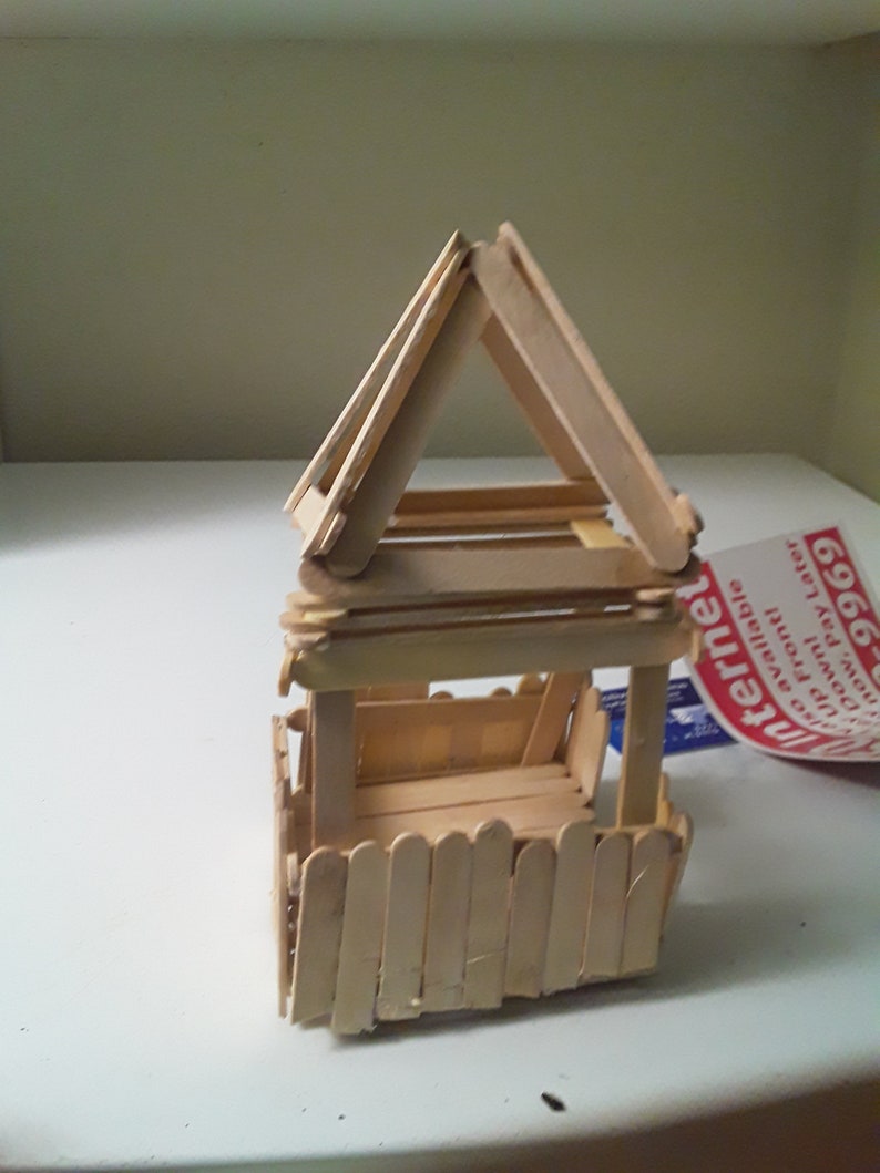 Handmade Popsicle Stick hut | Etsy