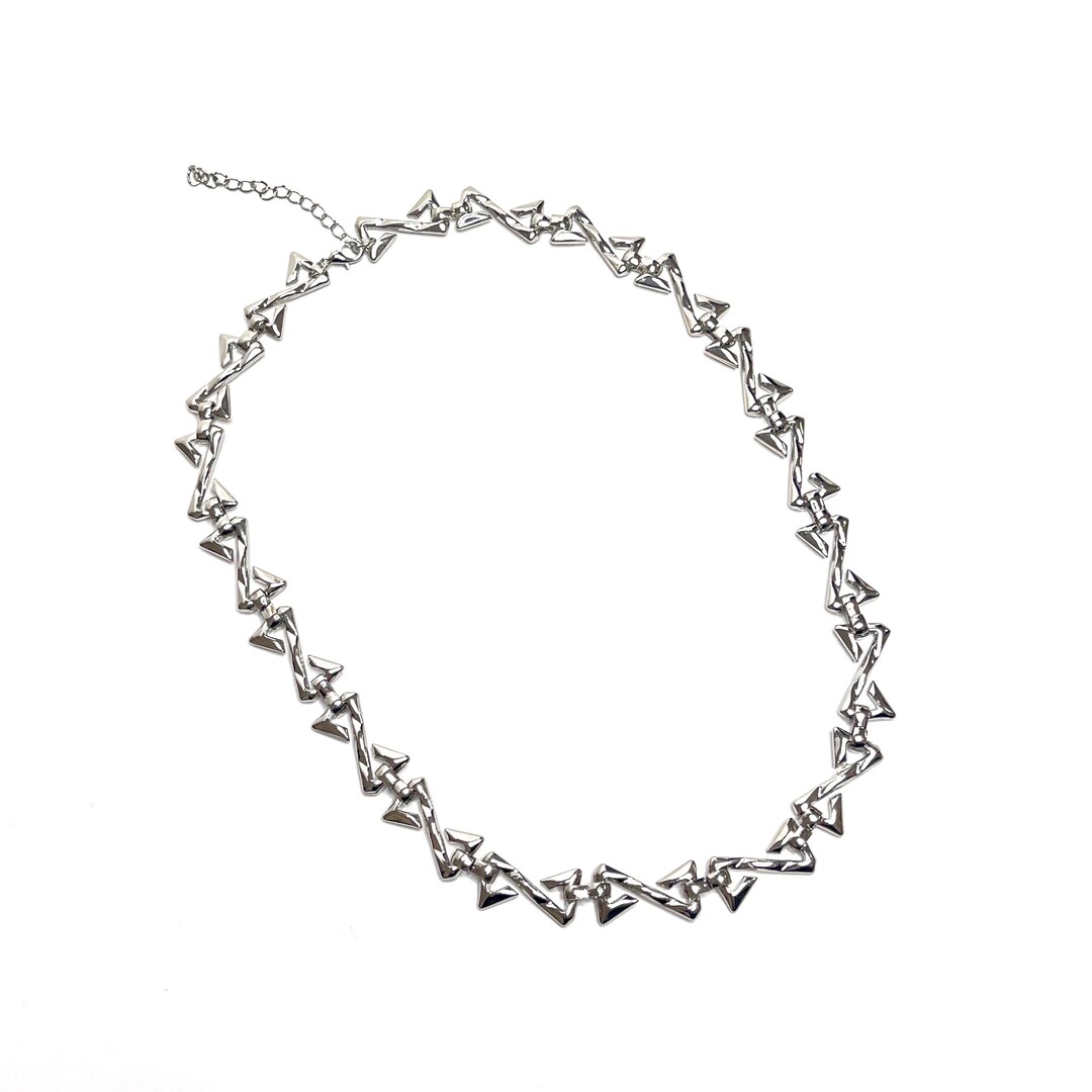 Z-shaped Link Chain, Silver Goth Grunge Link Chain, Titanium Steel ...