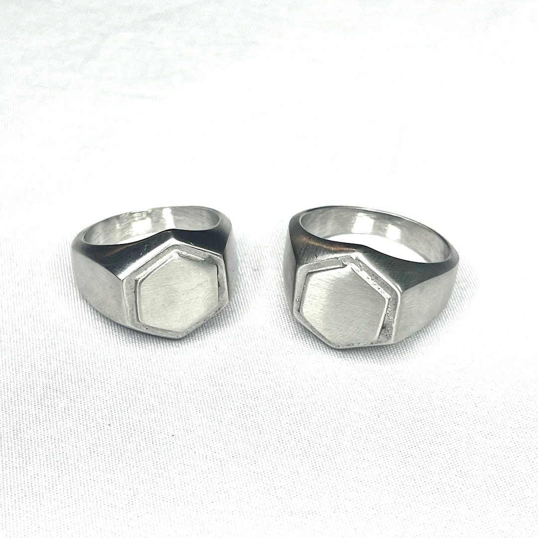 Hexagon Signet Ring, Hexagon Ring, Hex Nut Ring, Silver Signet Ring ...