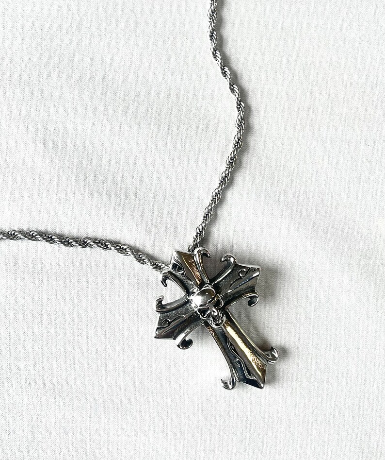 Ghost Cross Chain, Skull Cross Chain, Gothic Cross Chain, Cross Pendant ...