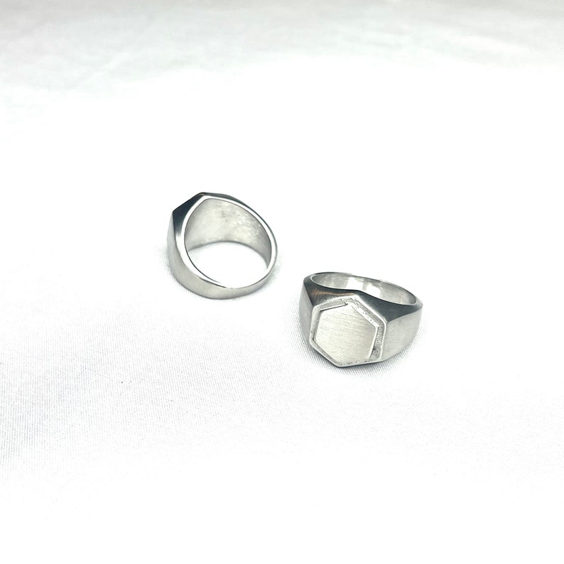 Hexagon Signet Ring Hexagon Ring Hex Nut Ring Silver Signet - Etsy