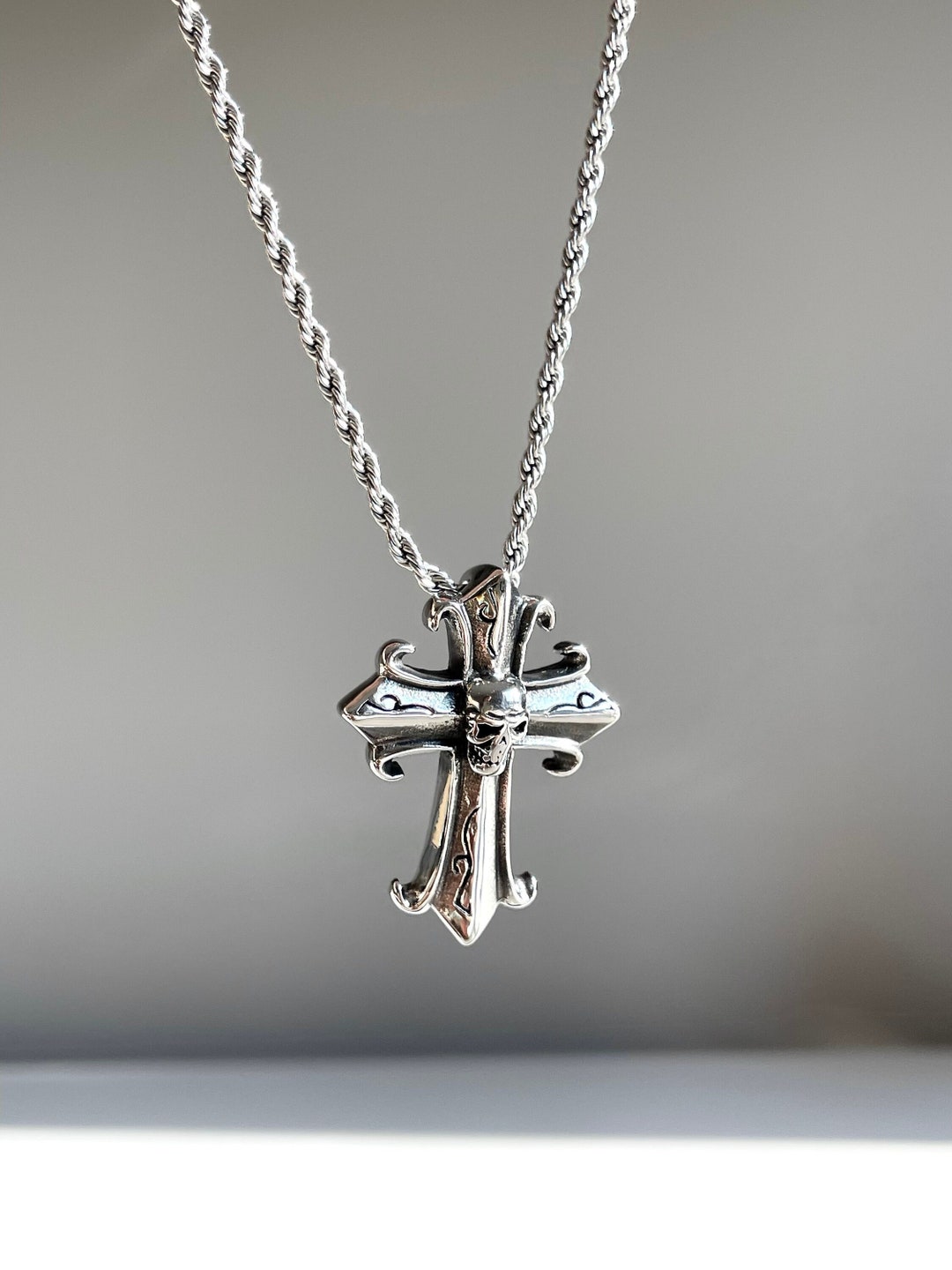 Ghost Cross Chain, Skull Cross Chain, Gothic Cross Chain, Cross Pendant ...