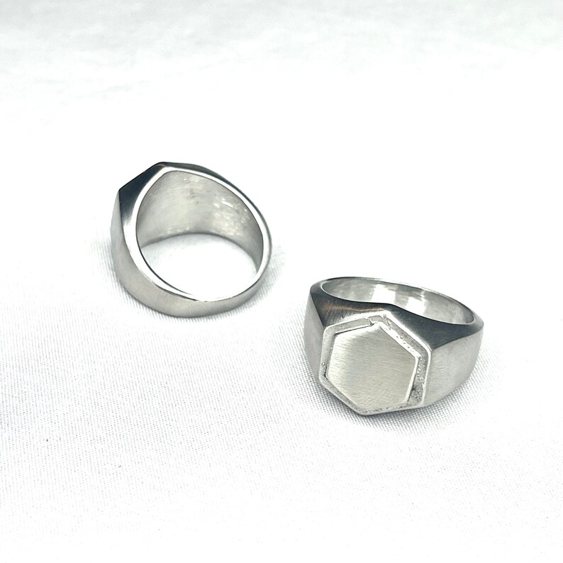 Hexagon Signet Ring Hexagon Ring Hex Nut Ring Silver Signet - Etsy