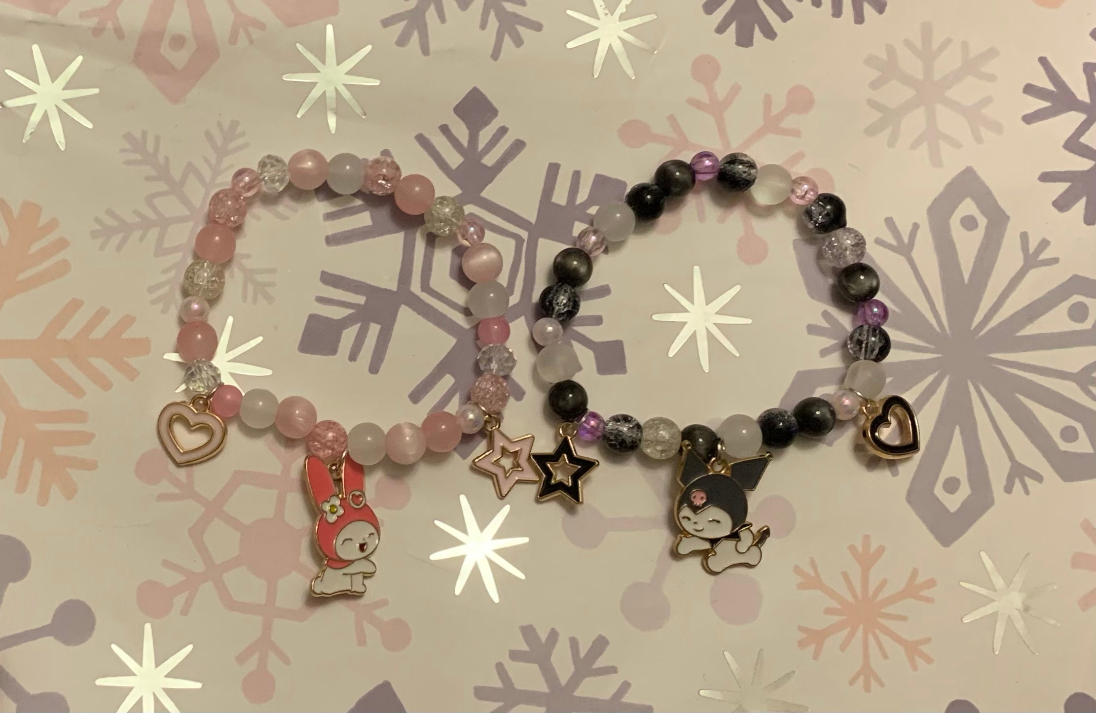 Matching Kuromi and My Melody Charm Bracelets - Etsy