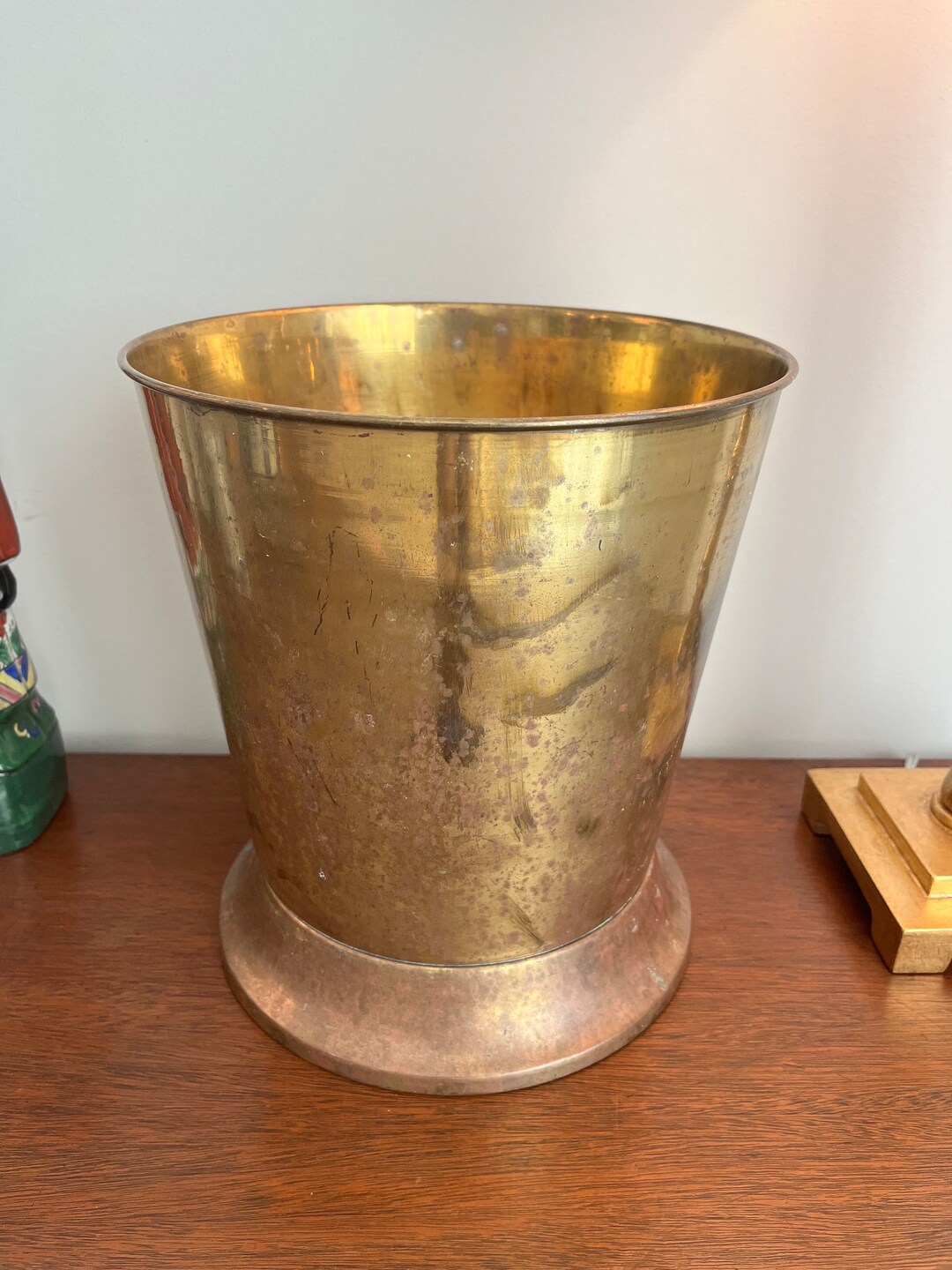 Vintage Brass Champagne Bucket Chiller With Patina, Planter, Barware ...