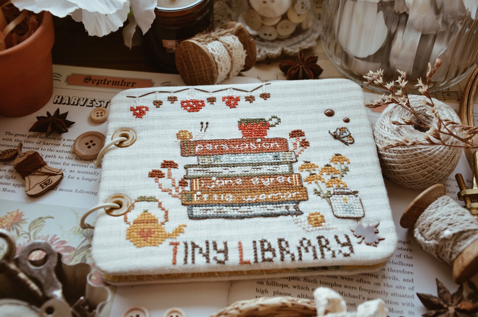 TINY LIBRARY BOOKS Simple Cross Stitch Pattern Pdf. Gift for Readers ...