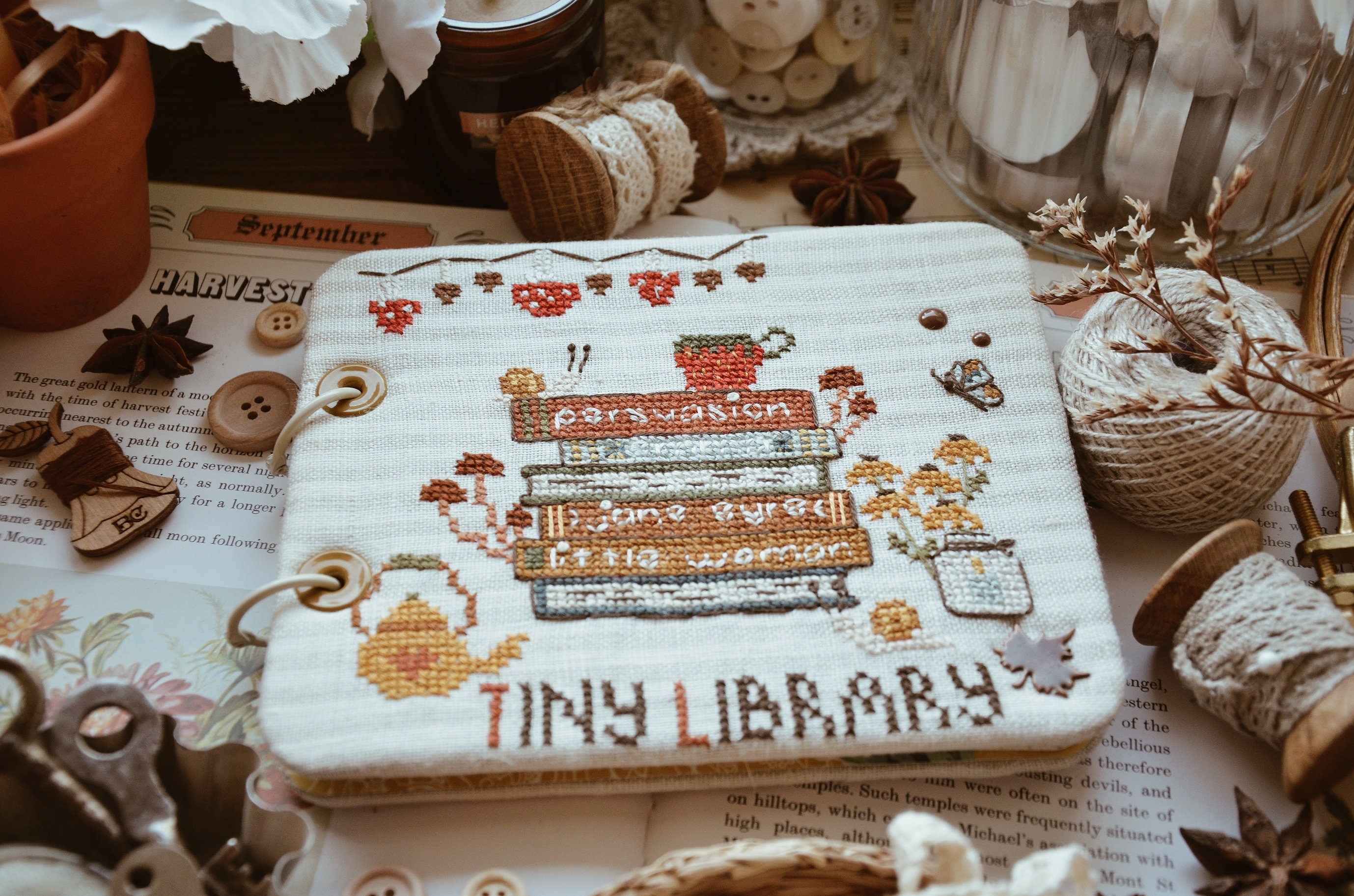 TINY LIBRARY BOOKS Simple Cross Stitch Pattern Pdf. Gift for Readers ...